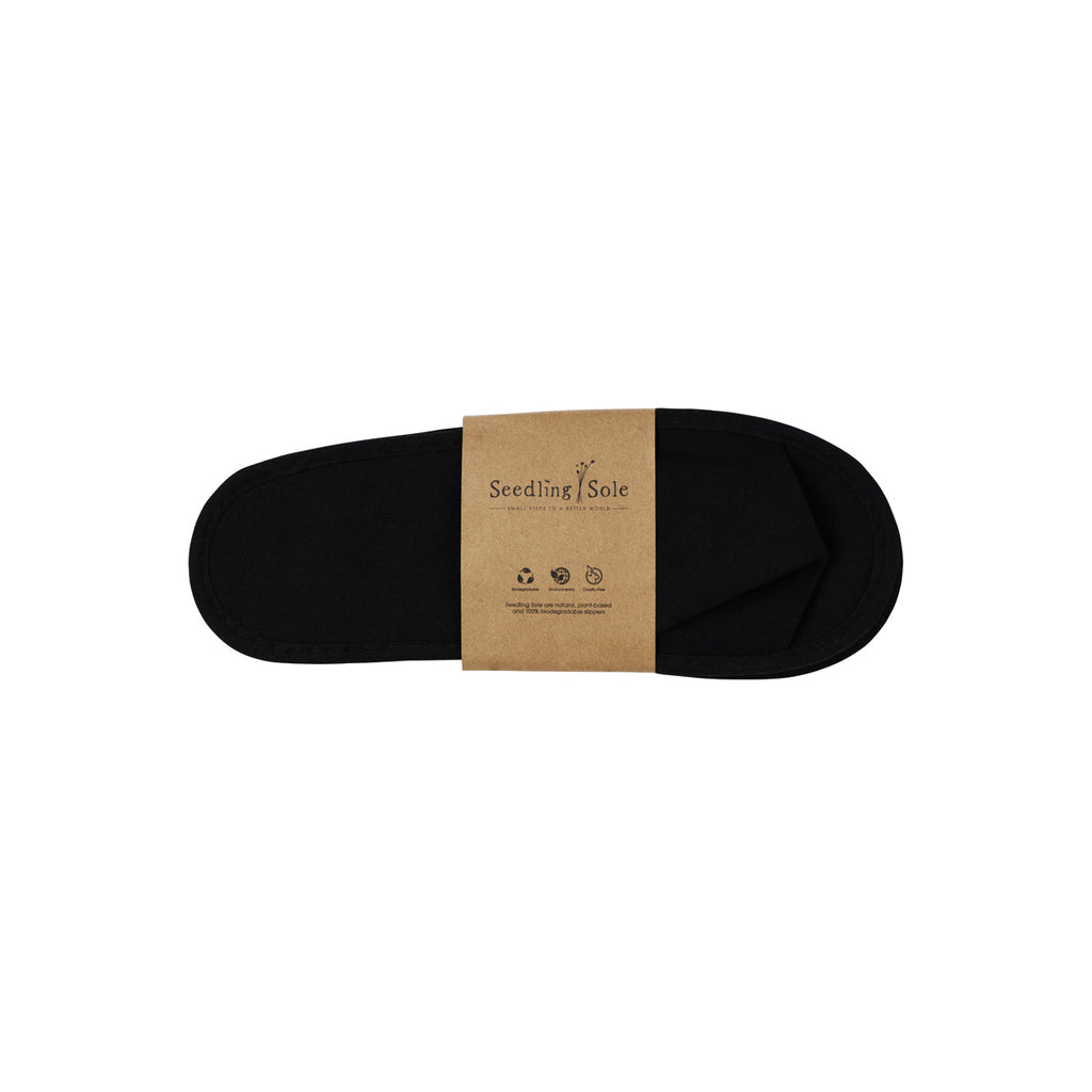 Seedling Sole Hotel Slippers, Open-Toe with Cork Sole in Wrapper, Blac ...